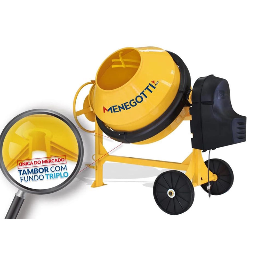 Betoneira eletrica 400 litros com motor trifasico MENEGOTTI - Resseg