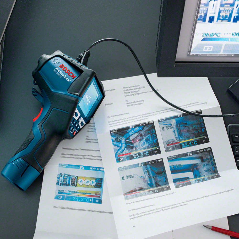 Termômetro infravermelho Bosch GIS 1000 C até 1000 ºC com Bluetooth ...