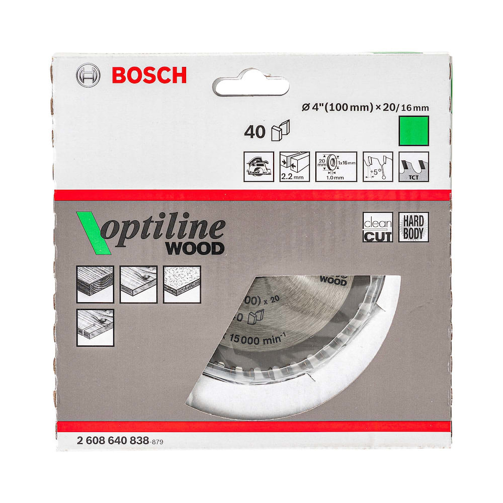 Disco serra circular Bosch Optiline Wood ø100x20mm 40D - Resseg